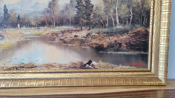 Richard Lorenz Oil Painting "Lakeside Sentinel" 53" x 29" 1950-1969 ...