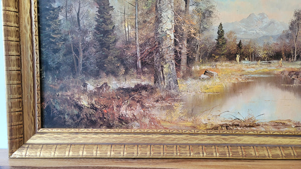 Richard Lorenz Oil Painting "Lakeside Sentinel" 53" x 29" 1950-1969 ...